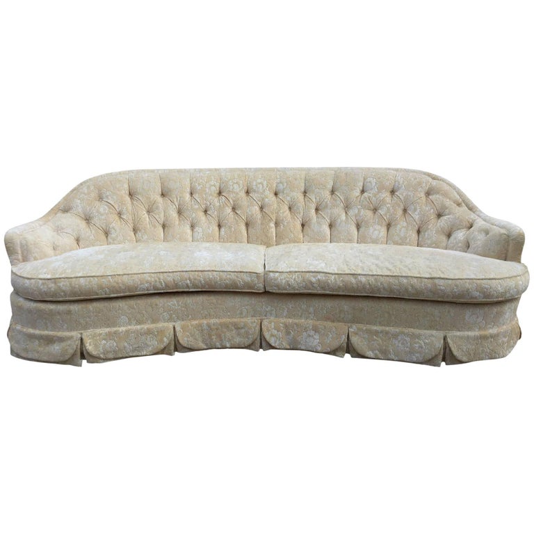 Dorothy Draper Inspired Hollywood Regency Curved Tufted Sofa at 1stDibs ...
