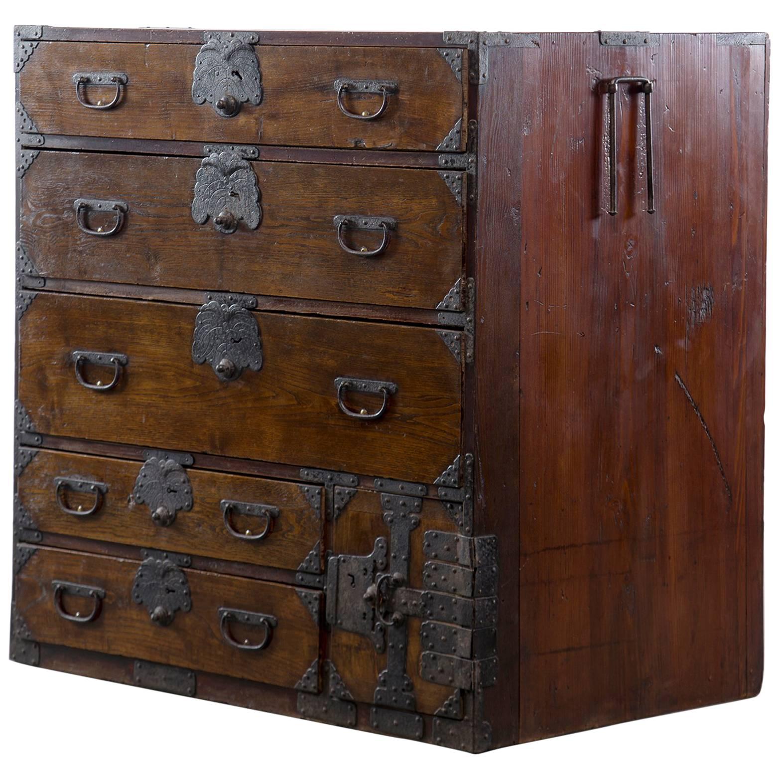 Seven Drawer Japanese Tansu Chest with Iron Hardware at 1stDibs ...