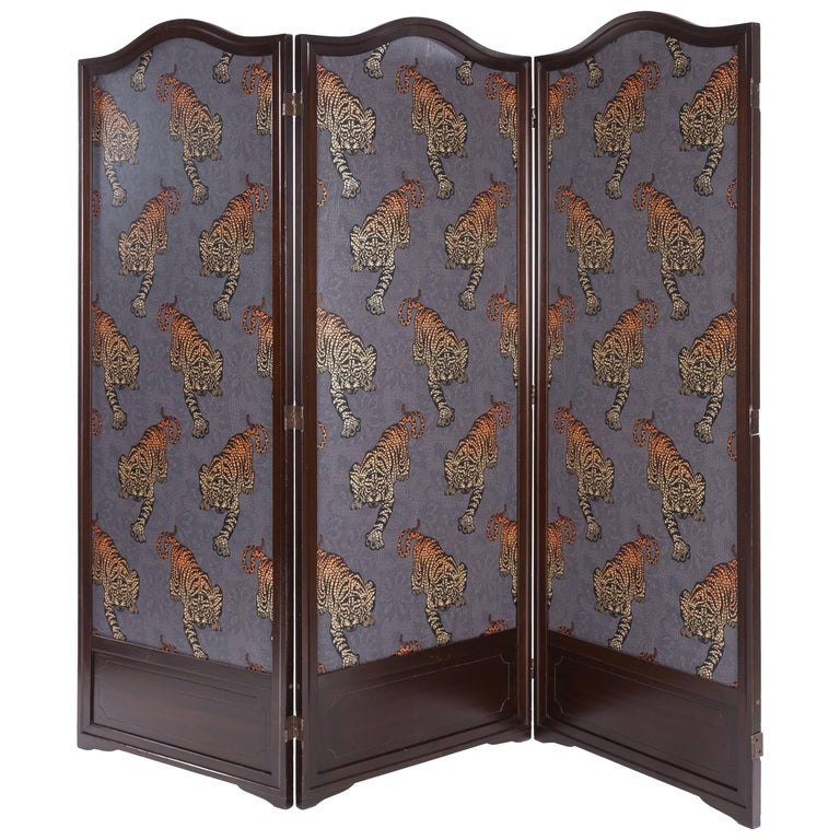 Vintage Three Panel Folding Screen with Osborne and Little Wallpaper ...