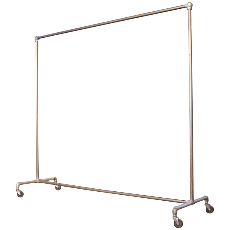 Vintage Rolling Clothing Rack, Garment Coat Stand with Cast Iron Bubble ...