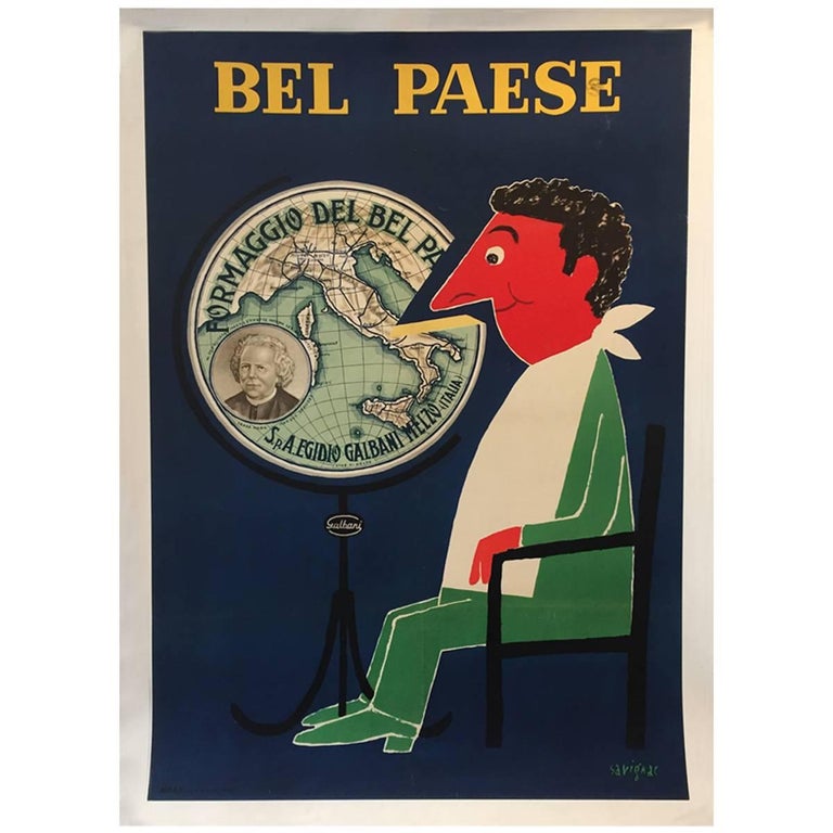 Original Vintage French Poster, Bel Paese Cheese by Savignac, 1955 at ...