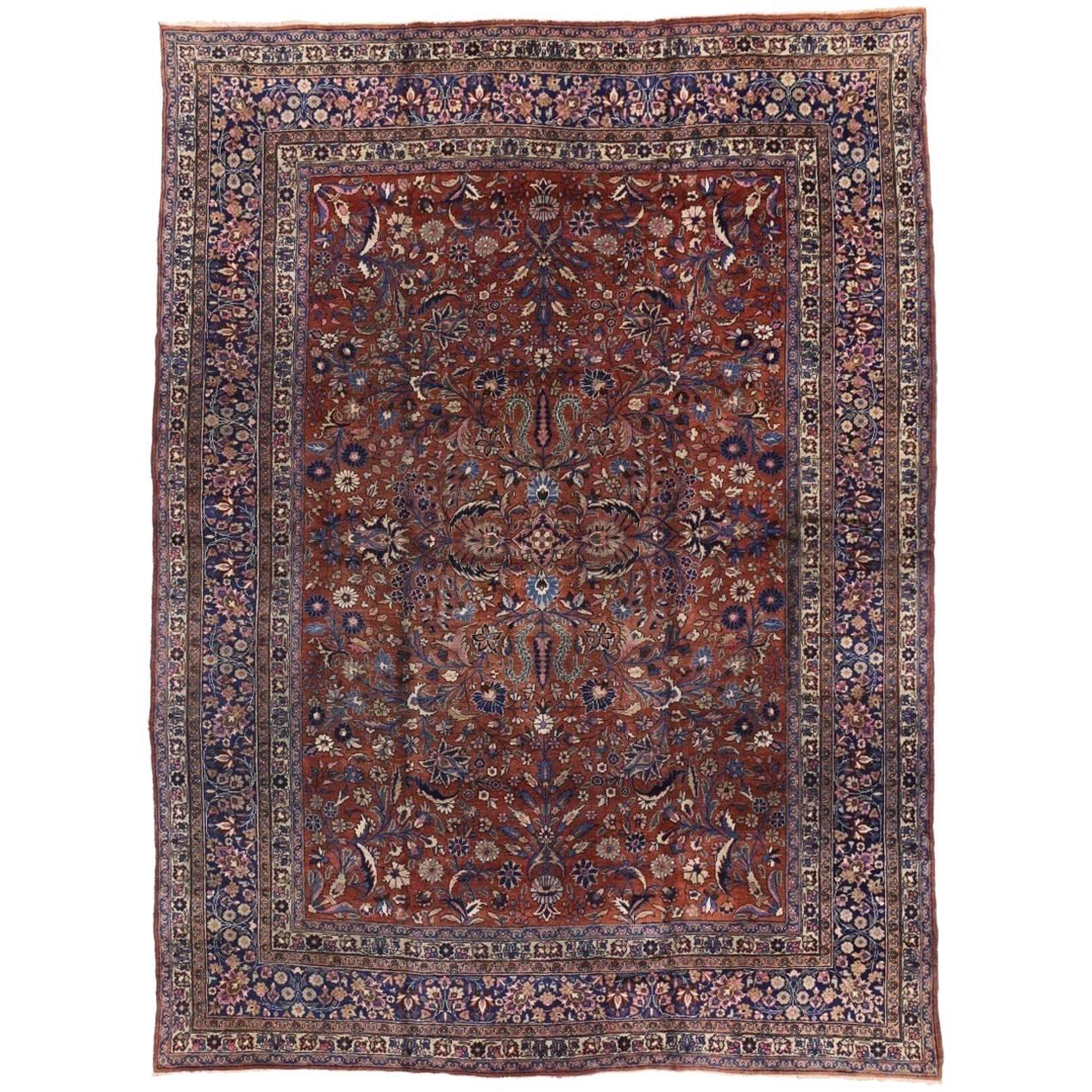 Antique Persian Mashhad Rug with Traditional Style For Sale at 1stDibs