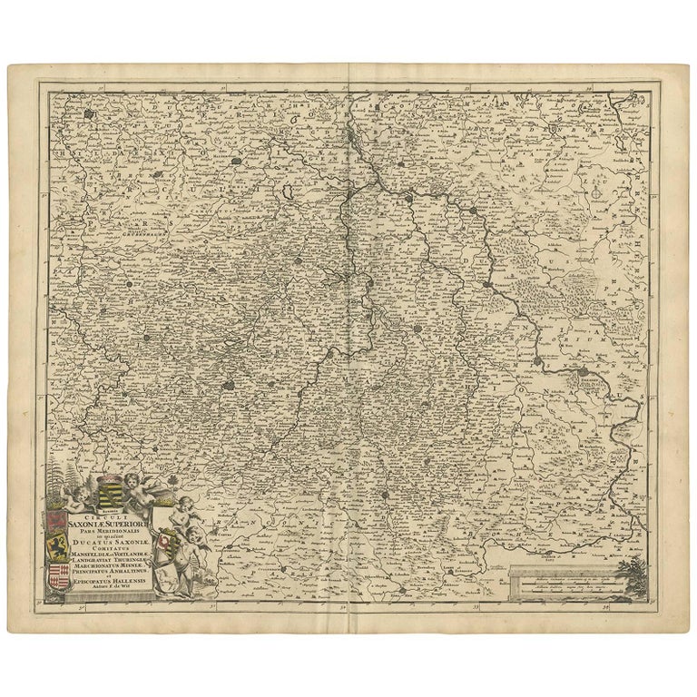 Carte ancienne de la région de Saxe « en Allemagne » par F. de Wit ...