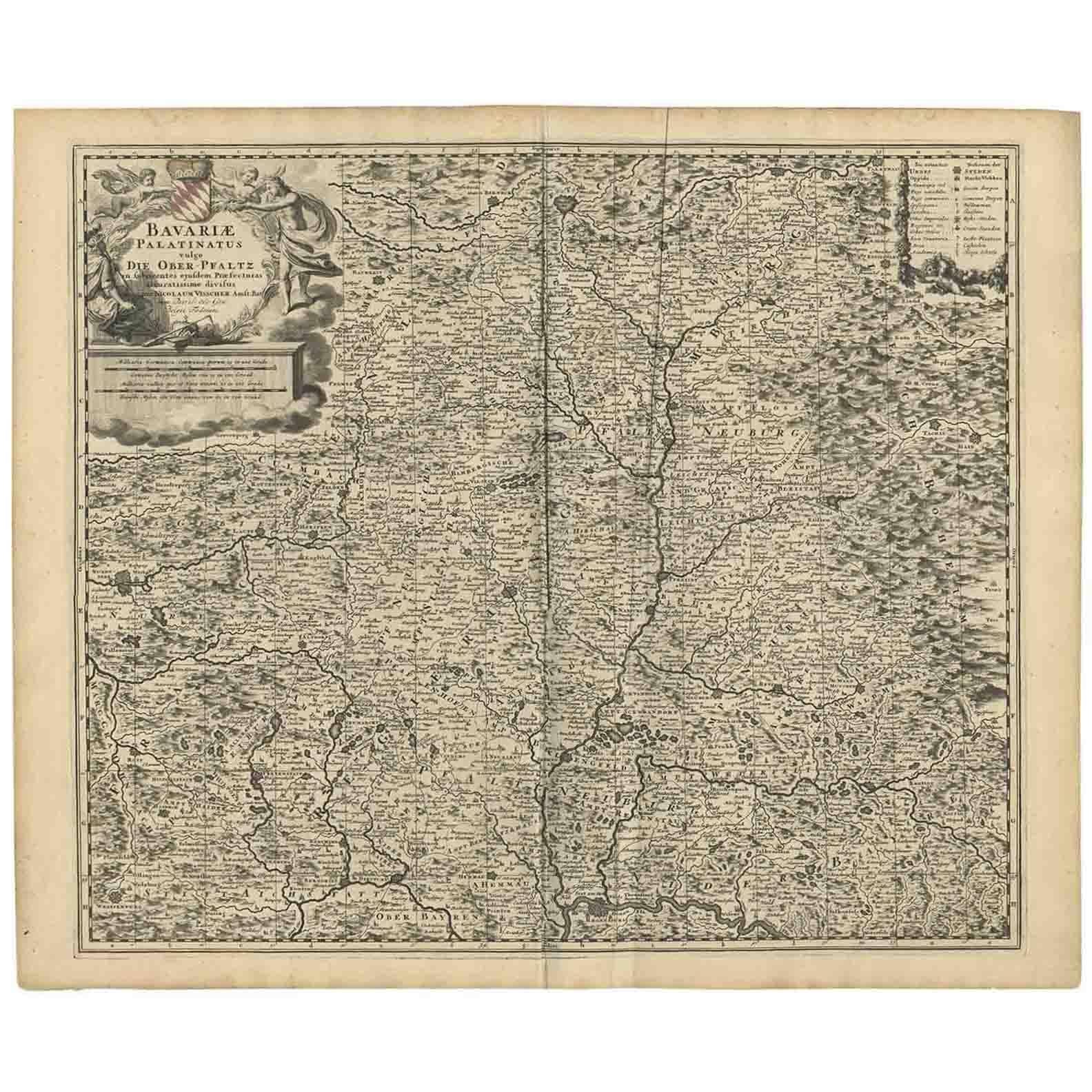 Antique Map of Bavaria ‘Bayern, Germany’ by N. Visscher, circa 1700 For ...