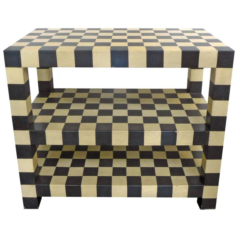 Two-Tiered Checkerboard Lacquered Table For Sale at 1stDibs