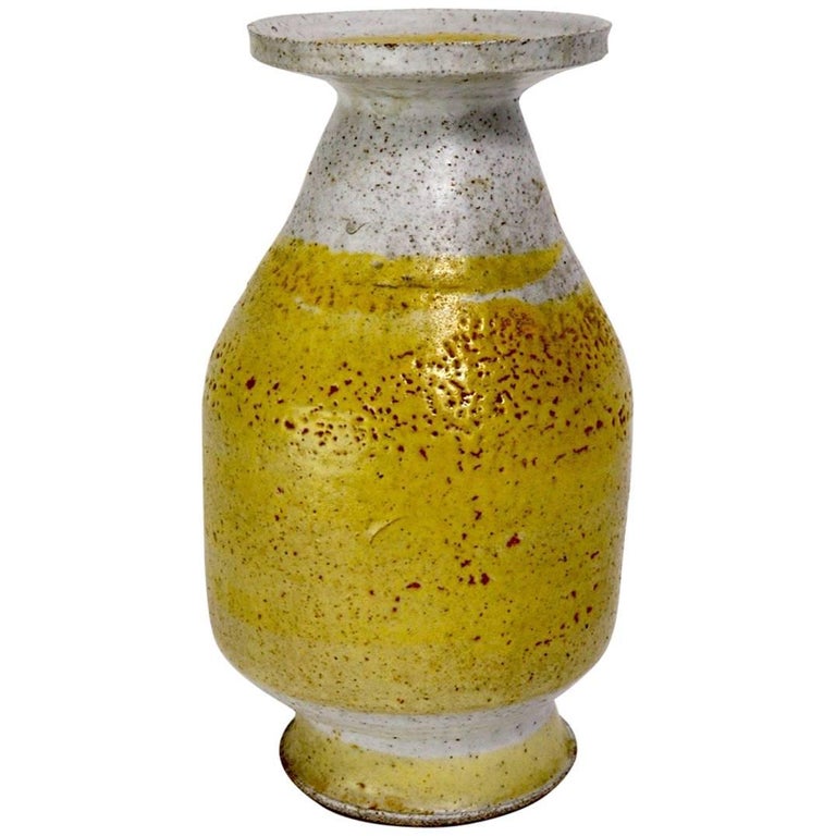Modernist Stoneware Pottery Vase in the Style of Raymor at 1stDibs