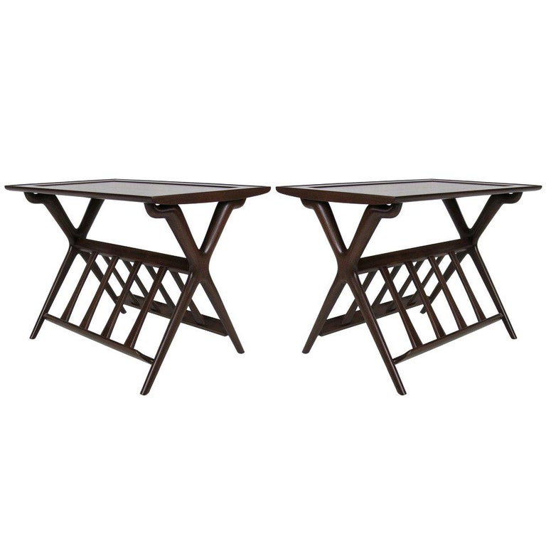 Pair of Modernist Scissor Leg Mahogany Side Tables at 1stDibs | edward ...