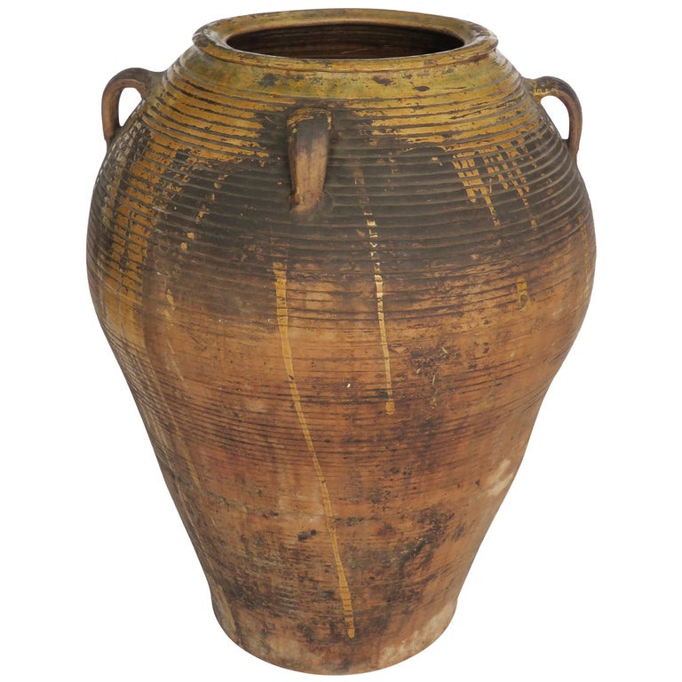 19th Century Extra Large Semi Glazed Ceramic Jar For Sale at 1stDibs