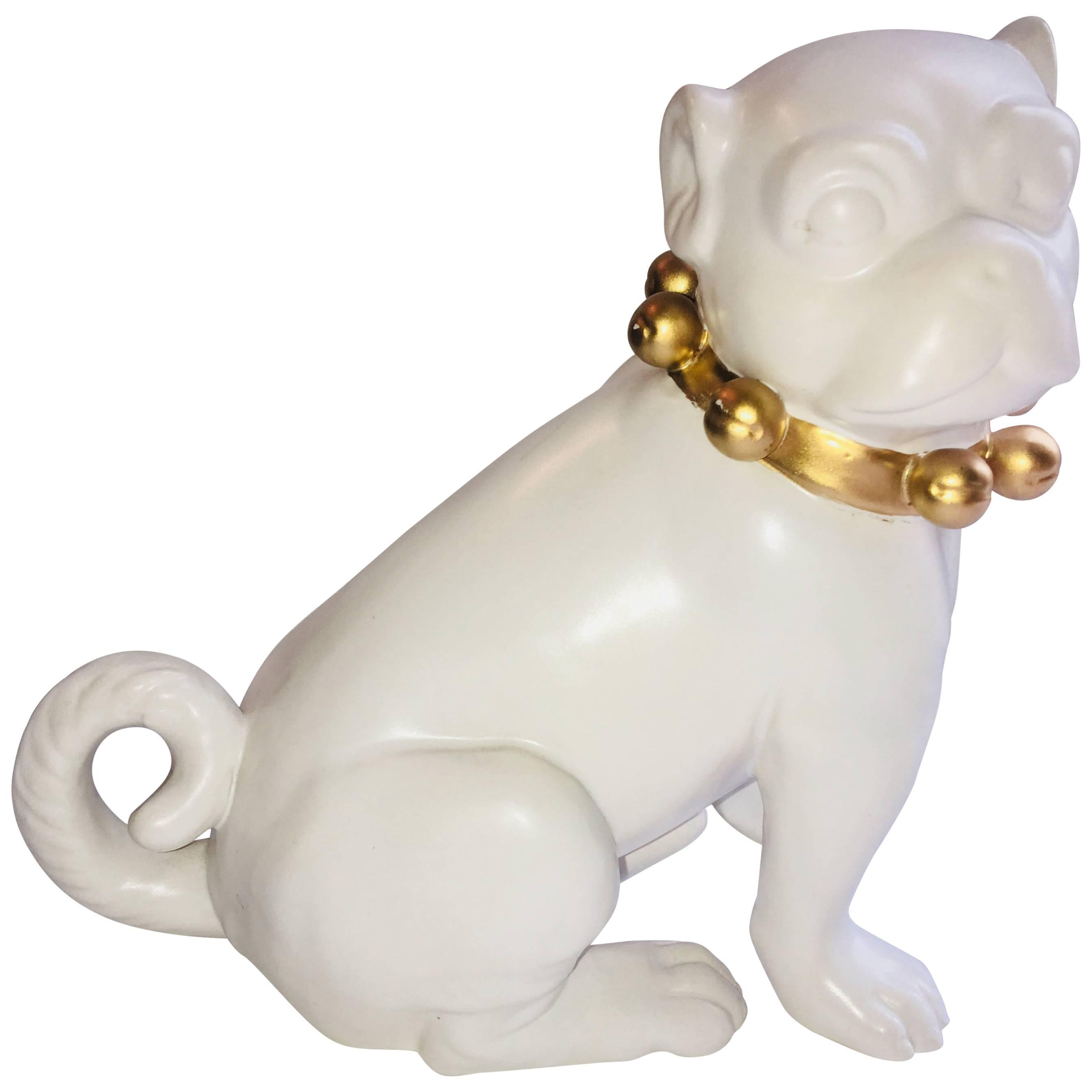 Atlus Porcelain Pug at 1stDibs | gold pug statue