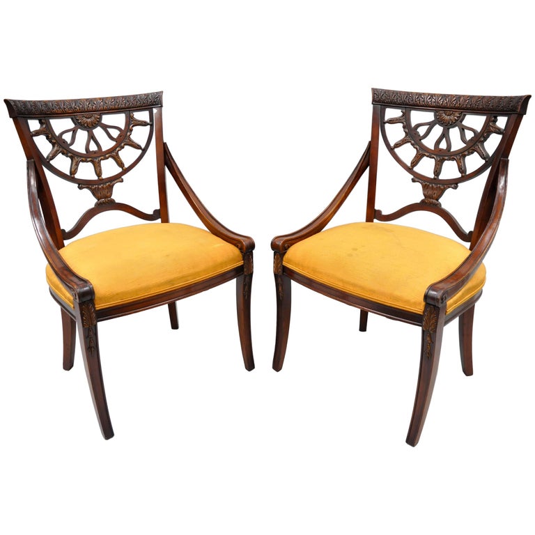 Pair of Antique French Regency Style Pierce Carved Mahogany Dining Room ...