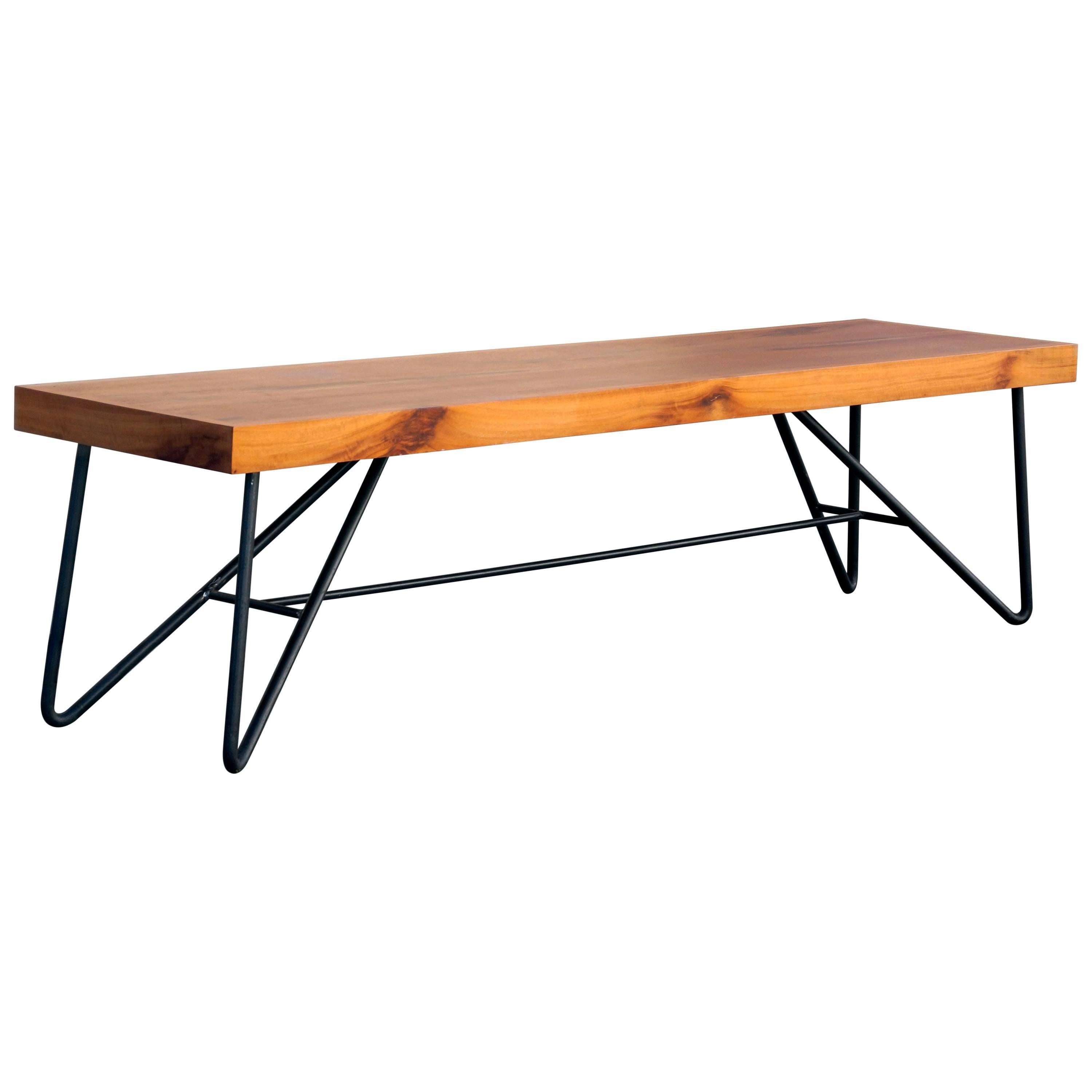 Custom Modern Tiger Wood and Steel Bench For Sale at 1stDibs | custom ...