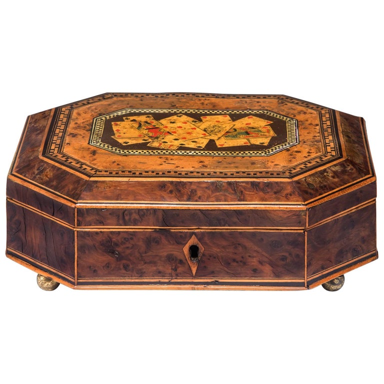 Octagonal Box with Playing Cards For Sale at 1stDibs