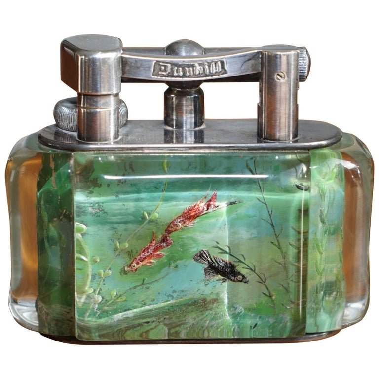 Museum Quality 1950s Dunhill Aquarium Oversized Table Lighter Made in ...