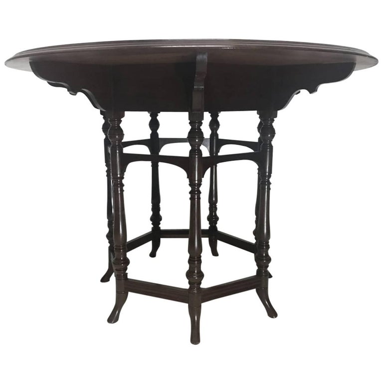 Collinson and Lock, Aesthetic Movement Walnut Centre Table on Turned ...