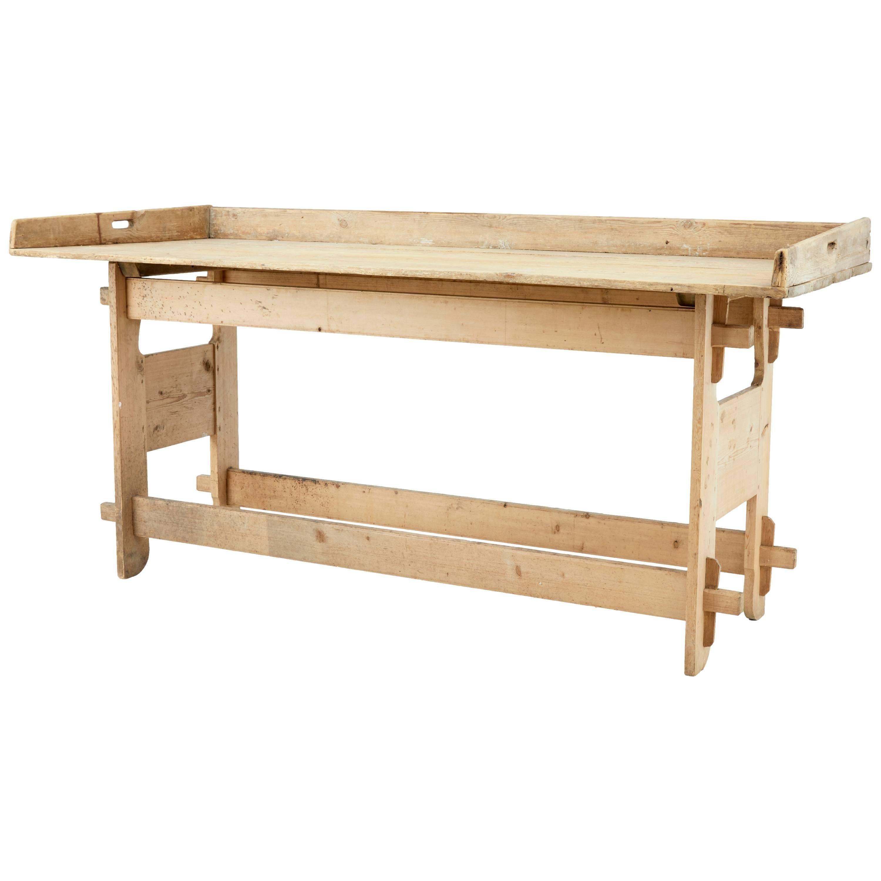 19th Century Swedish Pine Trestle Work Table at 1stDibs