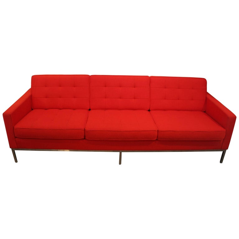 Florence Knoll for Knoll Studios Three-Seat Sofa in Cato Fire Red at ...