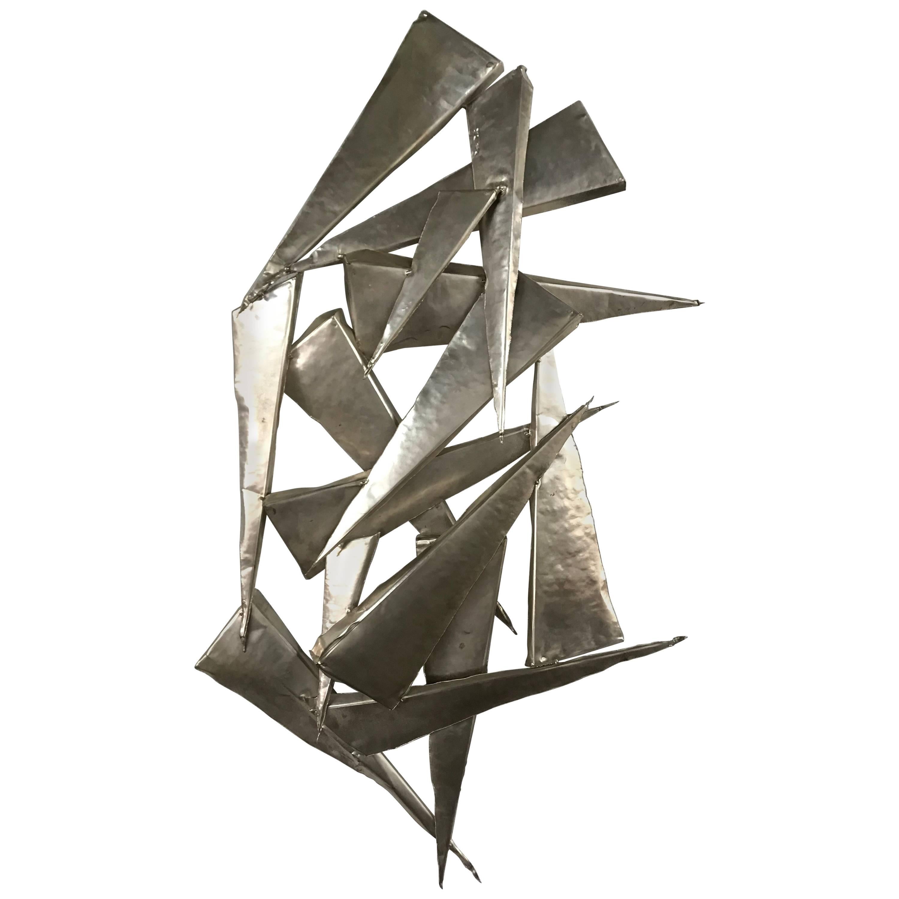 Large Gilded Metal Rectangular Wall Sculpture by American Artist Del ...