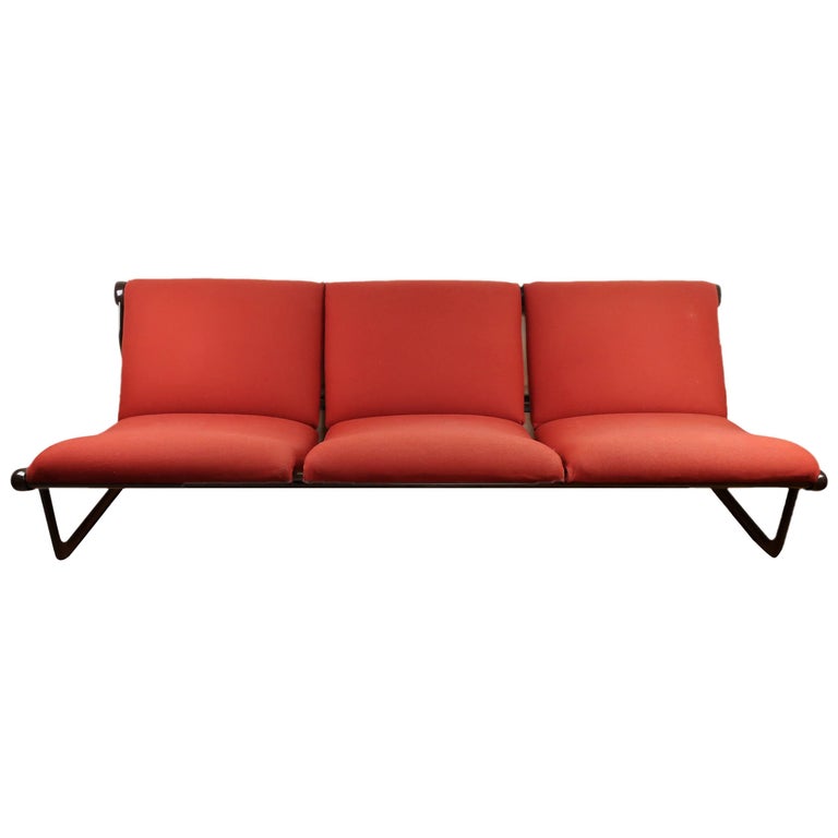 Brown and Red Hannah Morrison Sofa for Knoll International at 1stDibs
