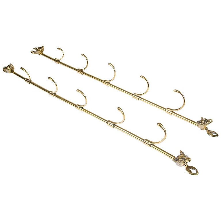 Pair of Antique English Brass Riding Crop Holders For Sale at 1stDibs