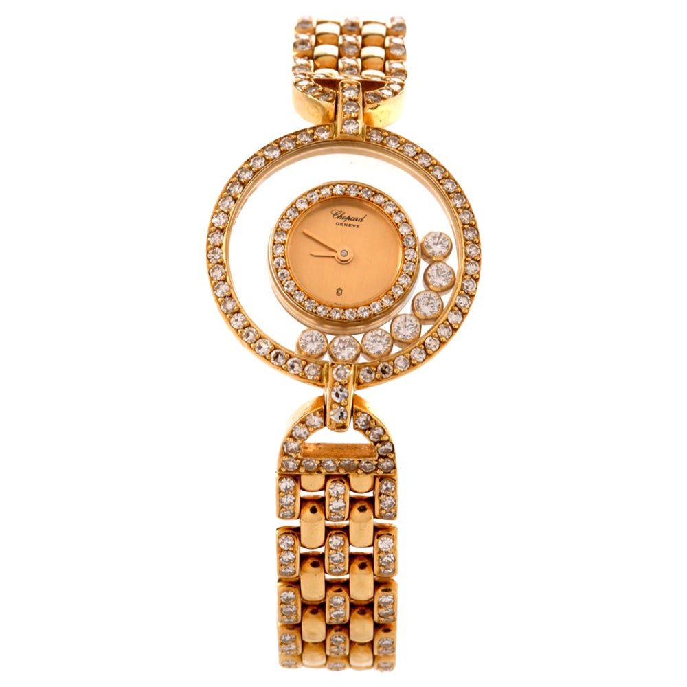 Chopard Happy Diamonds White Dial 18 Karat Yellow Gold Ladies Watch ...