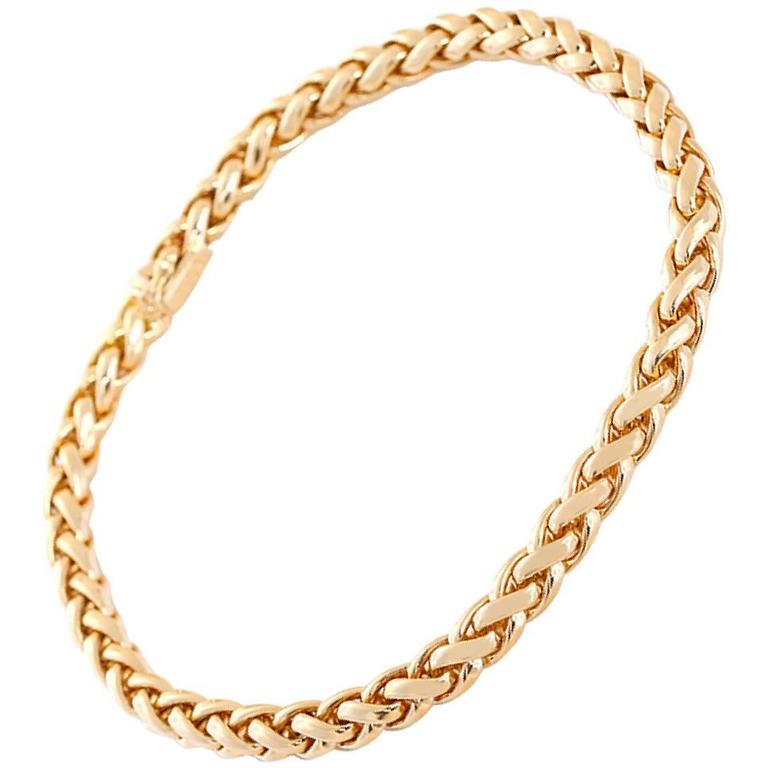 Tiffany and Co. Yellow Gold Wheat Chain Collar Necklace at 1stDibs ...