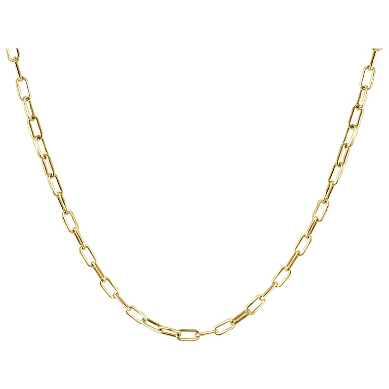 14 Karat Yellow Gold 7.9 Grams Rectangle Link Chain Necklace For Sale ...