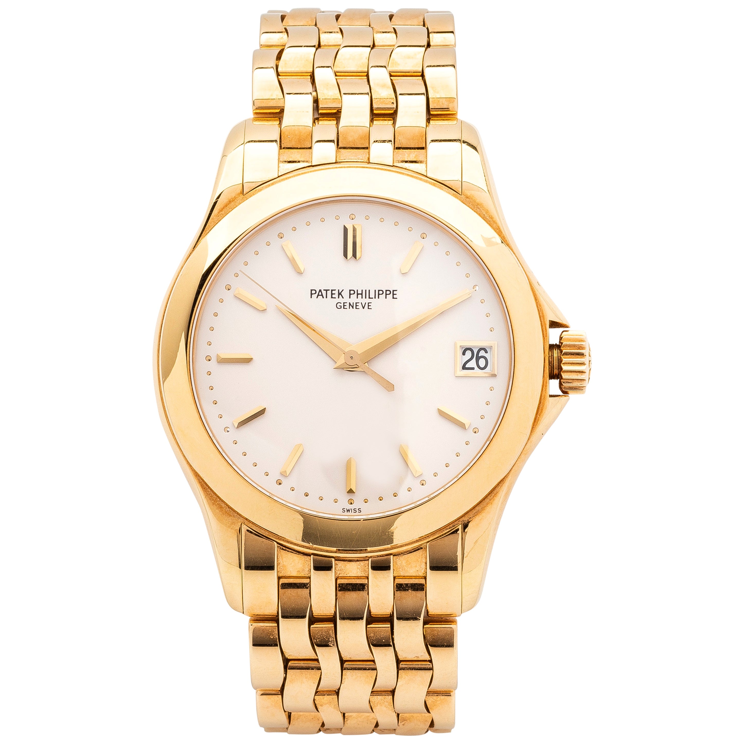 Patek Philippe 3857 18 Karat Yellow Gold Blue Dial Watch at 1stDibs