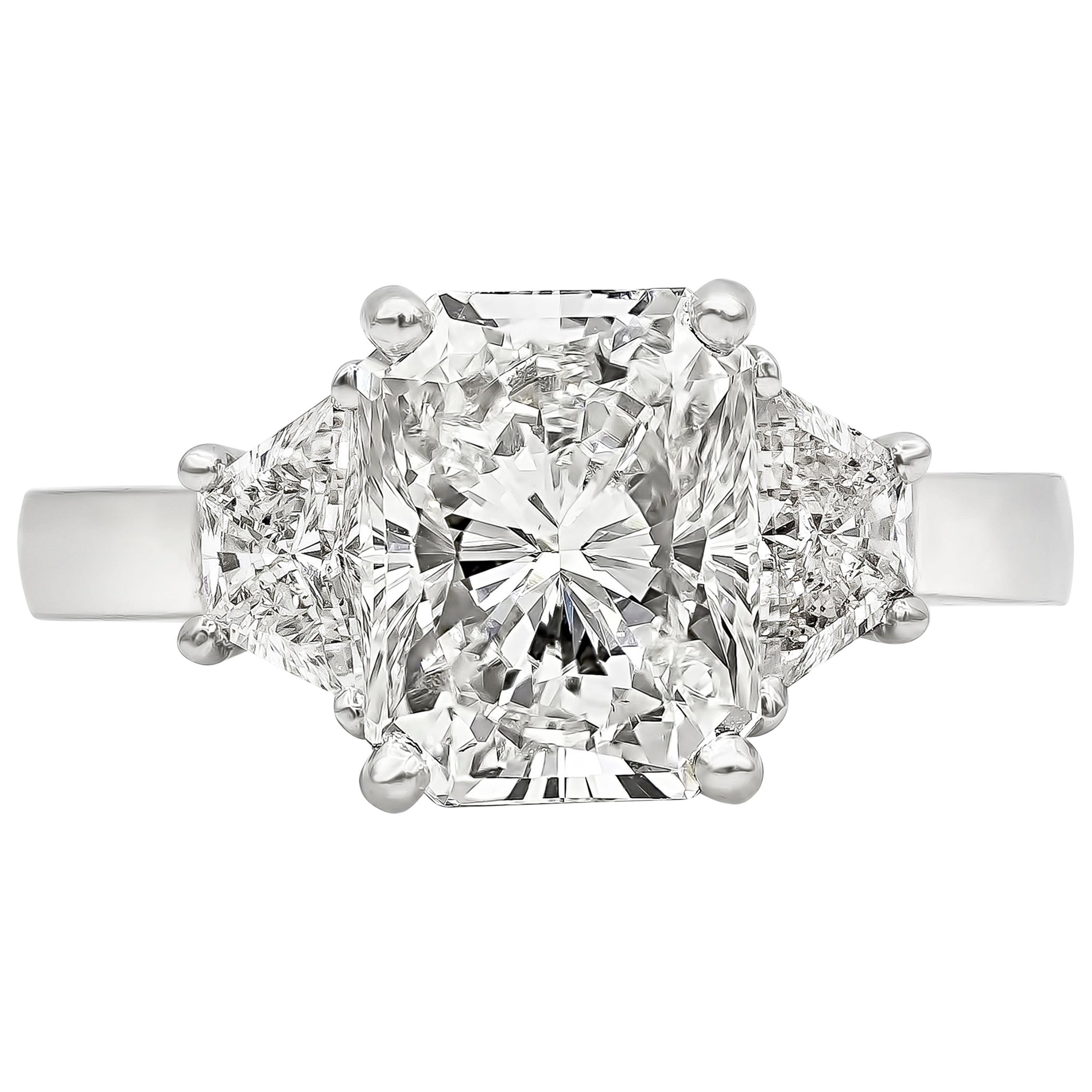 GIA Certified 3.03 Carat Radiant Cut Diamond Three-Stone Engagement ...