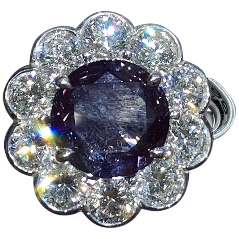 Natural Alexandrite Diamond Gold Platinum Ring 4.14 Carat at 1stDibs
