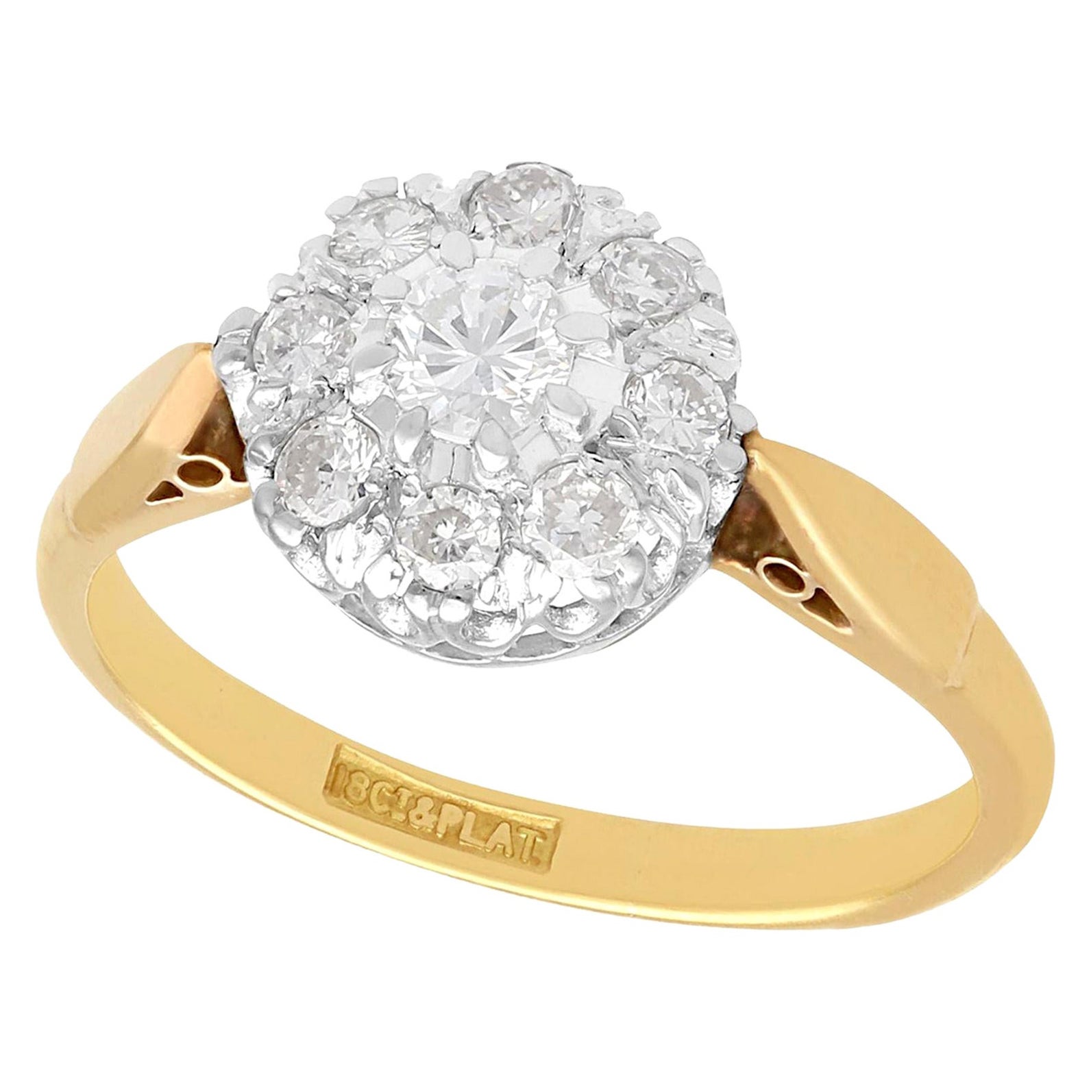 1950s Vintage Diamond and Yellow Gold Platinum Set Cocktail Ring For ...