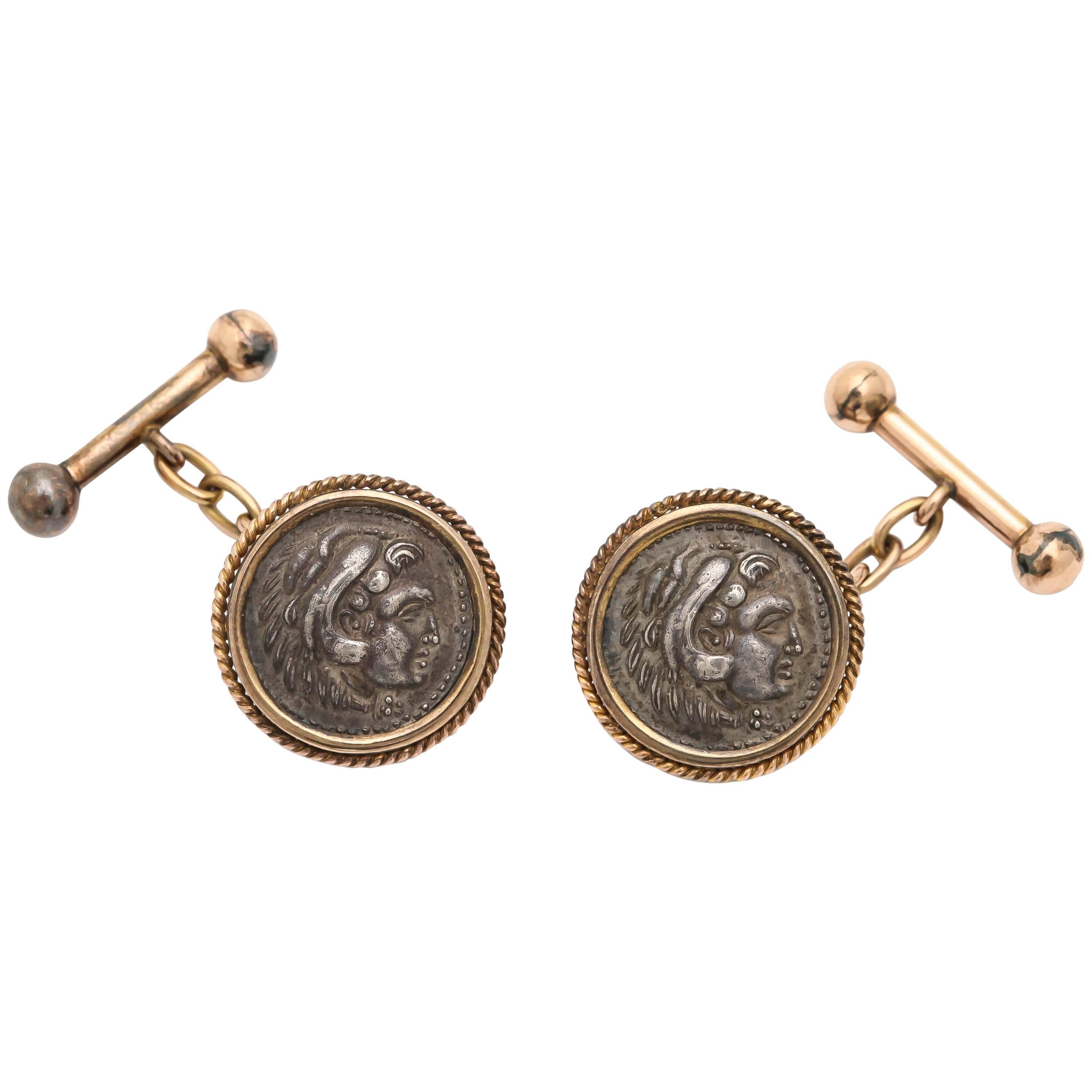 Roman Coin Gold Cufflinks For Sale at 1stDibs