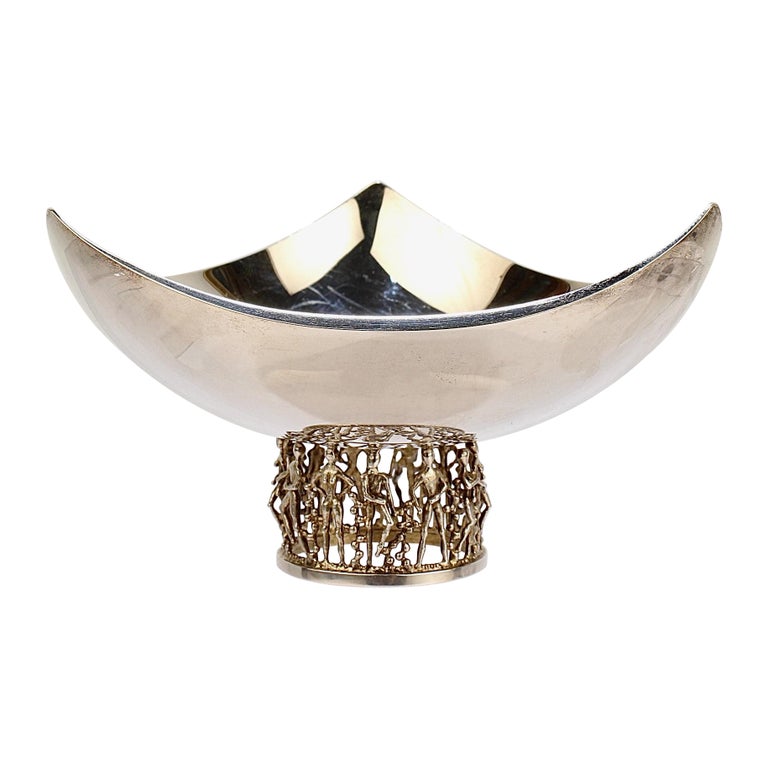 English 1980's Modernist Caryatic Sterling Silver Bowl by Stuart Devlin ...