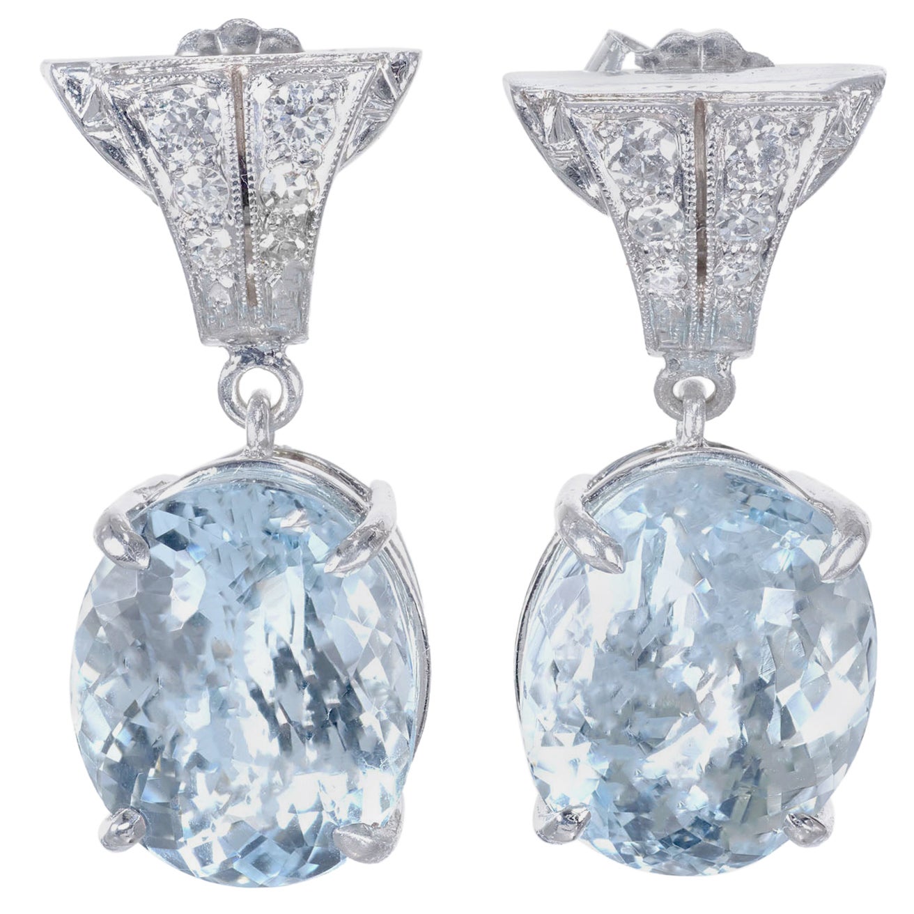 .25 Carat Diamond Platinum Basket Dangle Earrings For Sale at 1stDibs