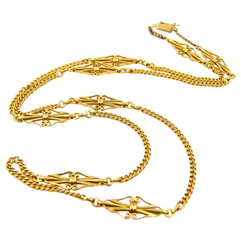 Delightful Antique Ornate Gold Chain at 1stDibs