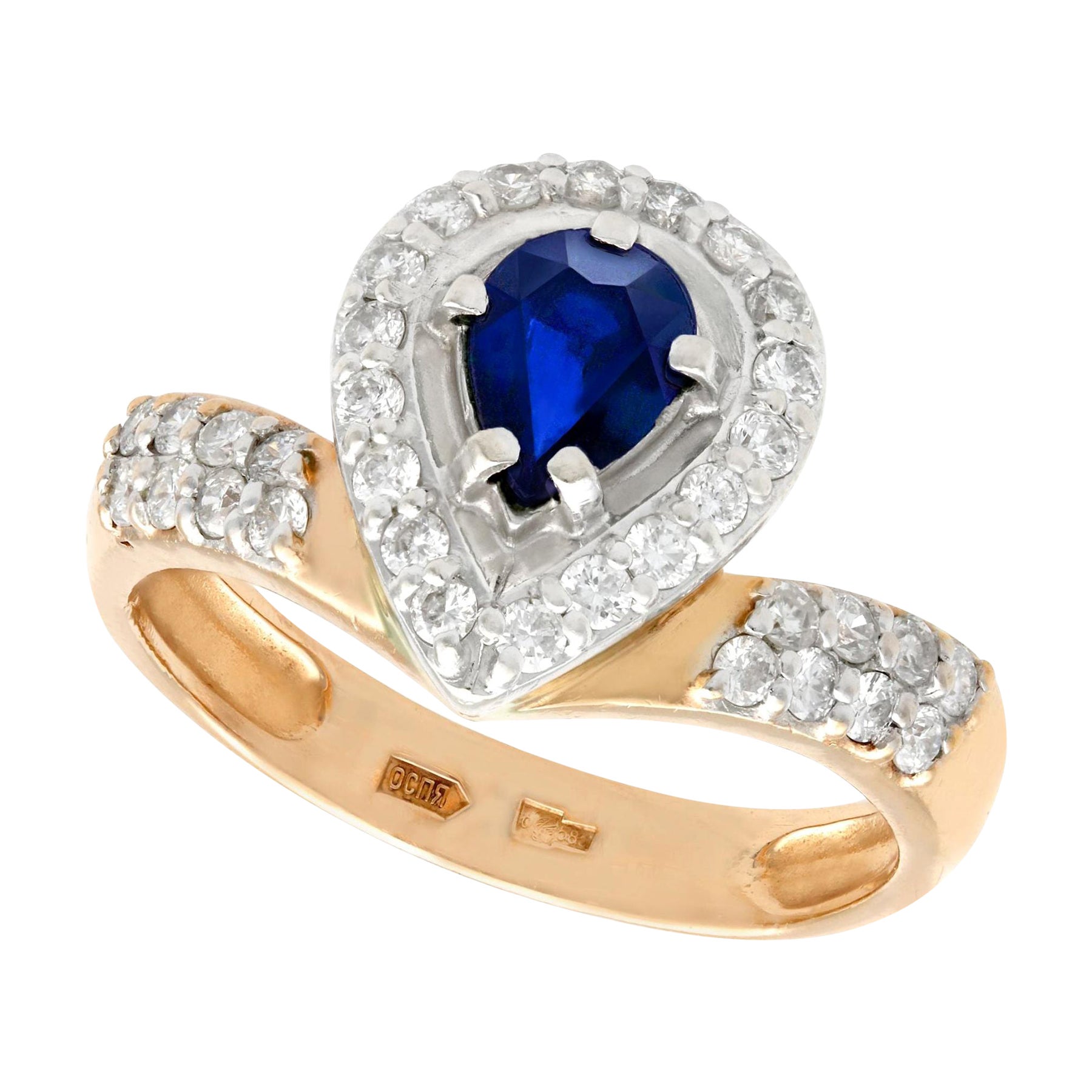 Antique Russian Sapphire Gold Unisex Ring For Sale at 1stDibs