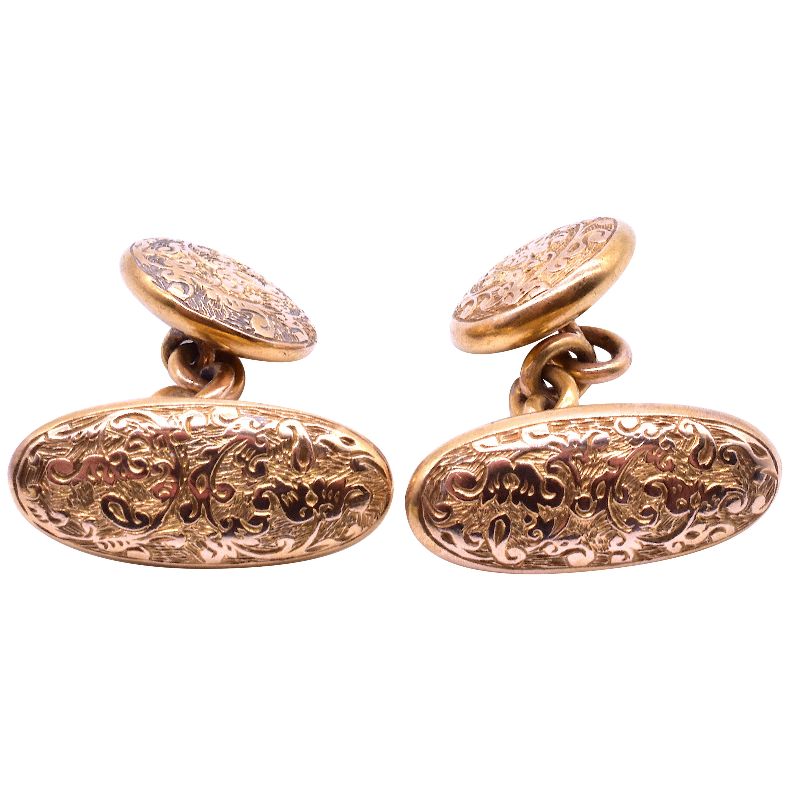 Unusual 15 Karat Plaited Hair Double Sided Cufflinks, circa 1860 For ...