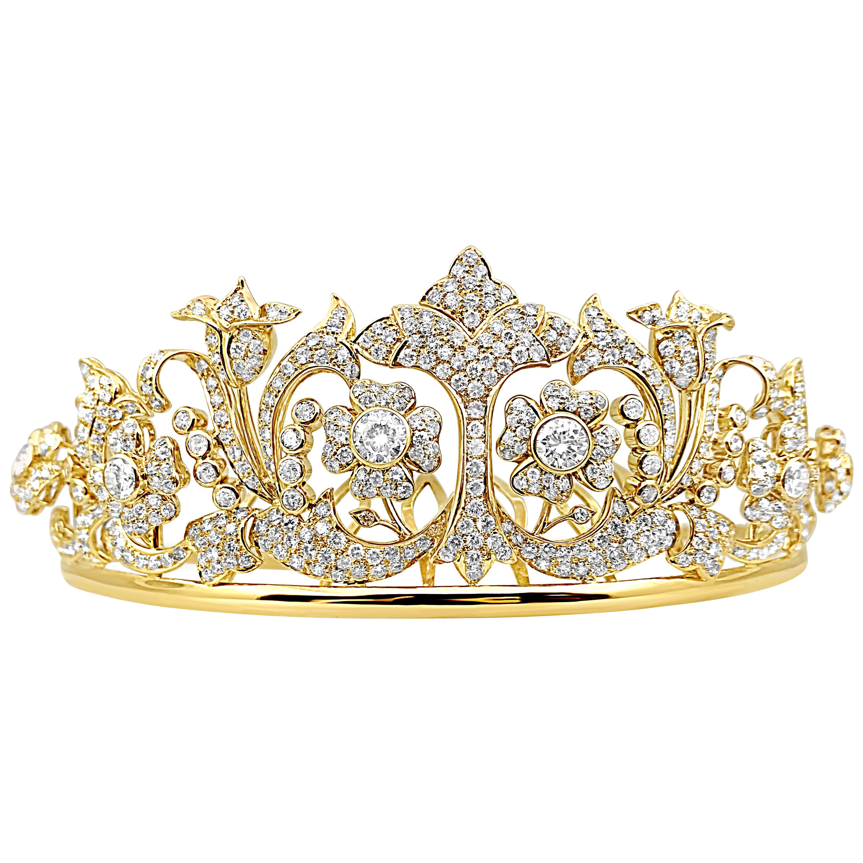 Garrard 'Garland Tiara' 18 Karat White Gold Pearl and White Diamond ...