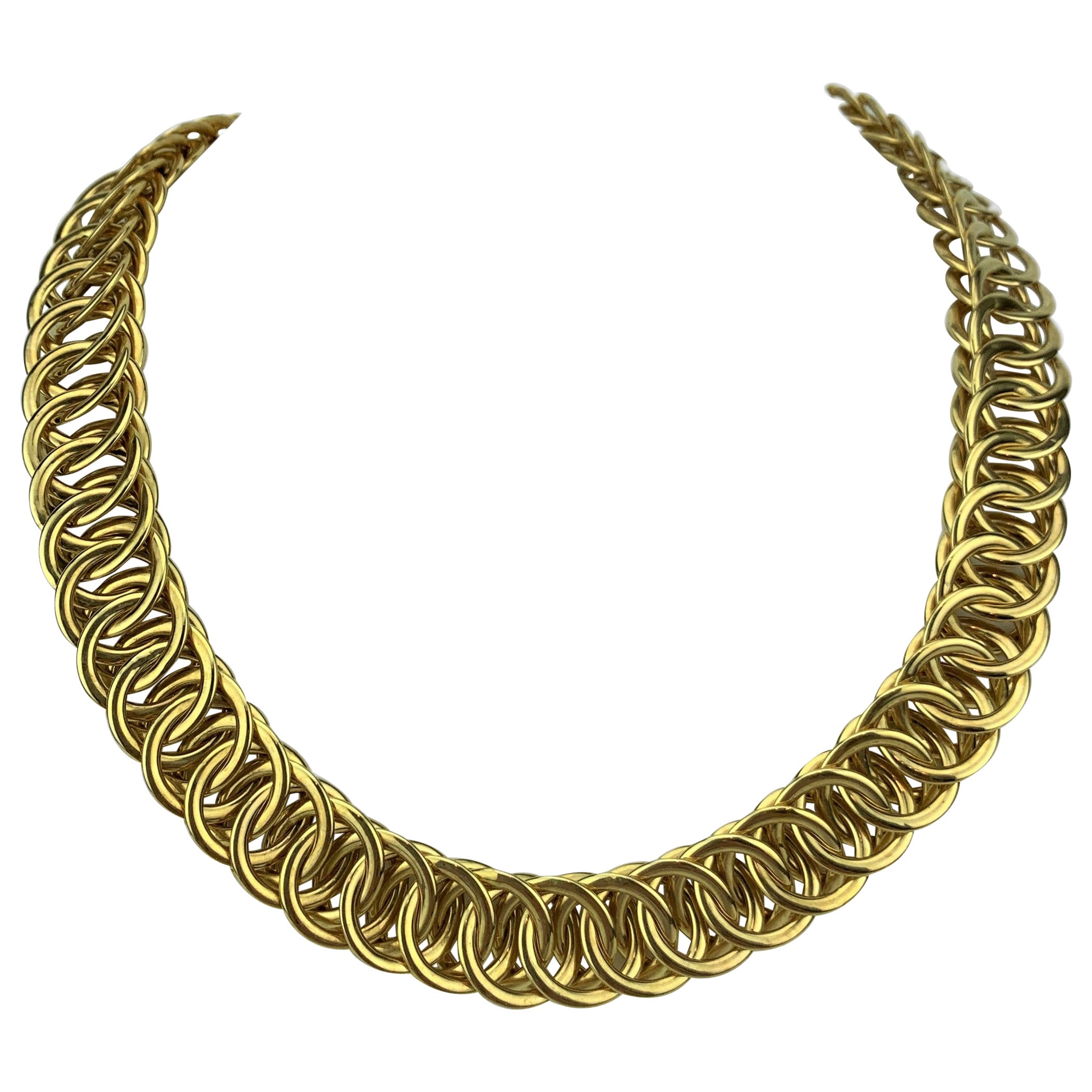 Vintage Heavy Double Cuban Link Gold Chain Necklace at 1stDibs