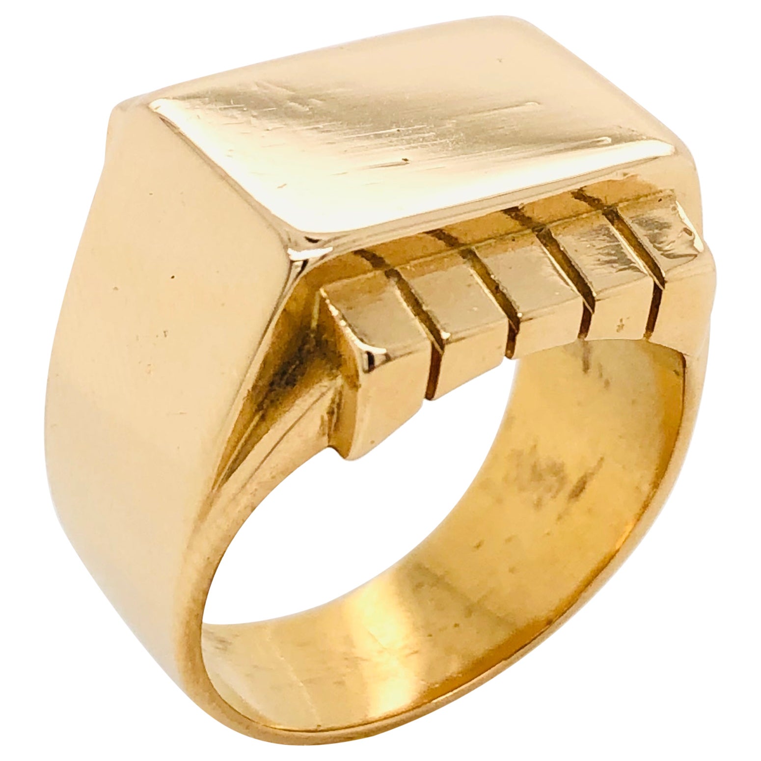 18 Karat Yellow Gold Men's Modern Signet Ring at 1stDibs