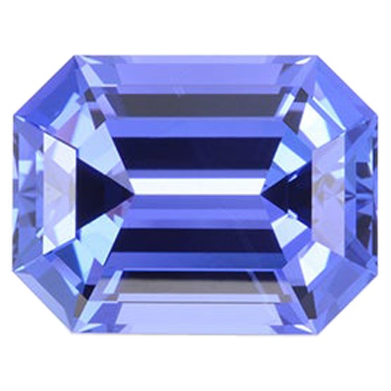 Emerald Cut Shape Tanzanite and Diamond Ring at 1stDibs