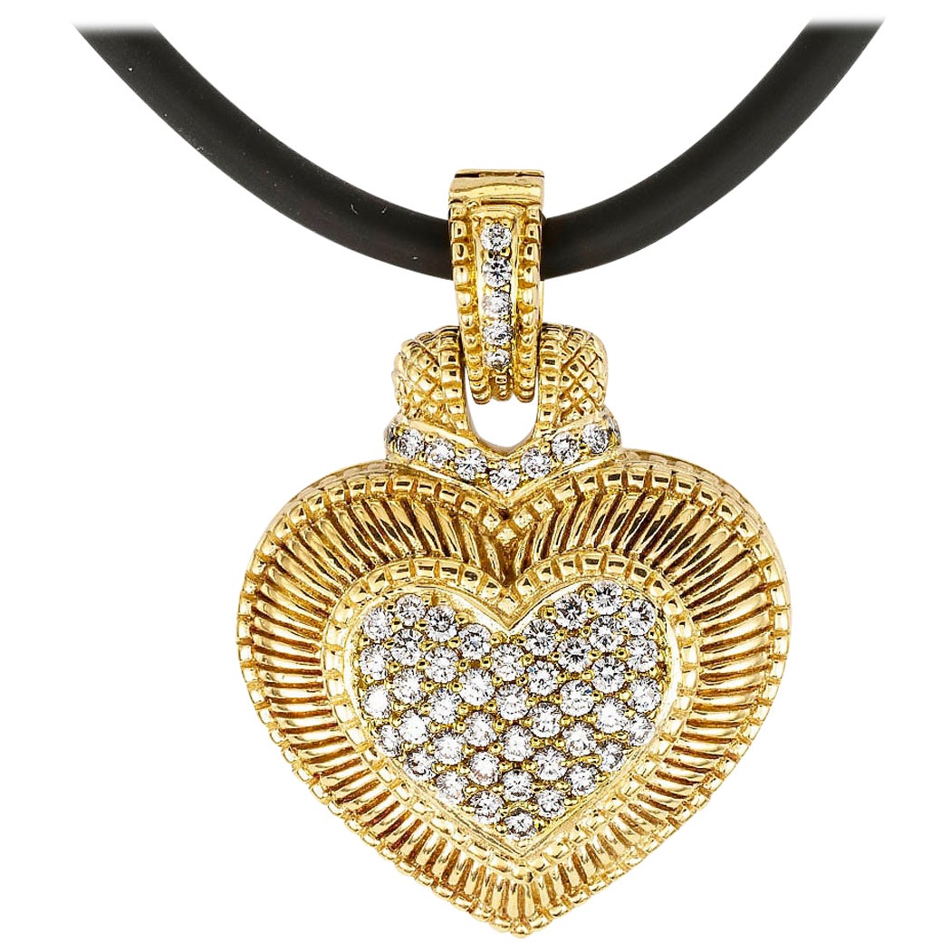 Cartier Diamond Pave Yellow Gold Heart Pendant at 1stDibs