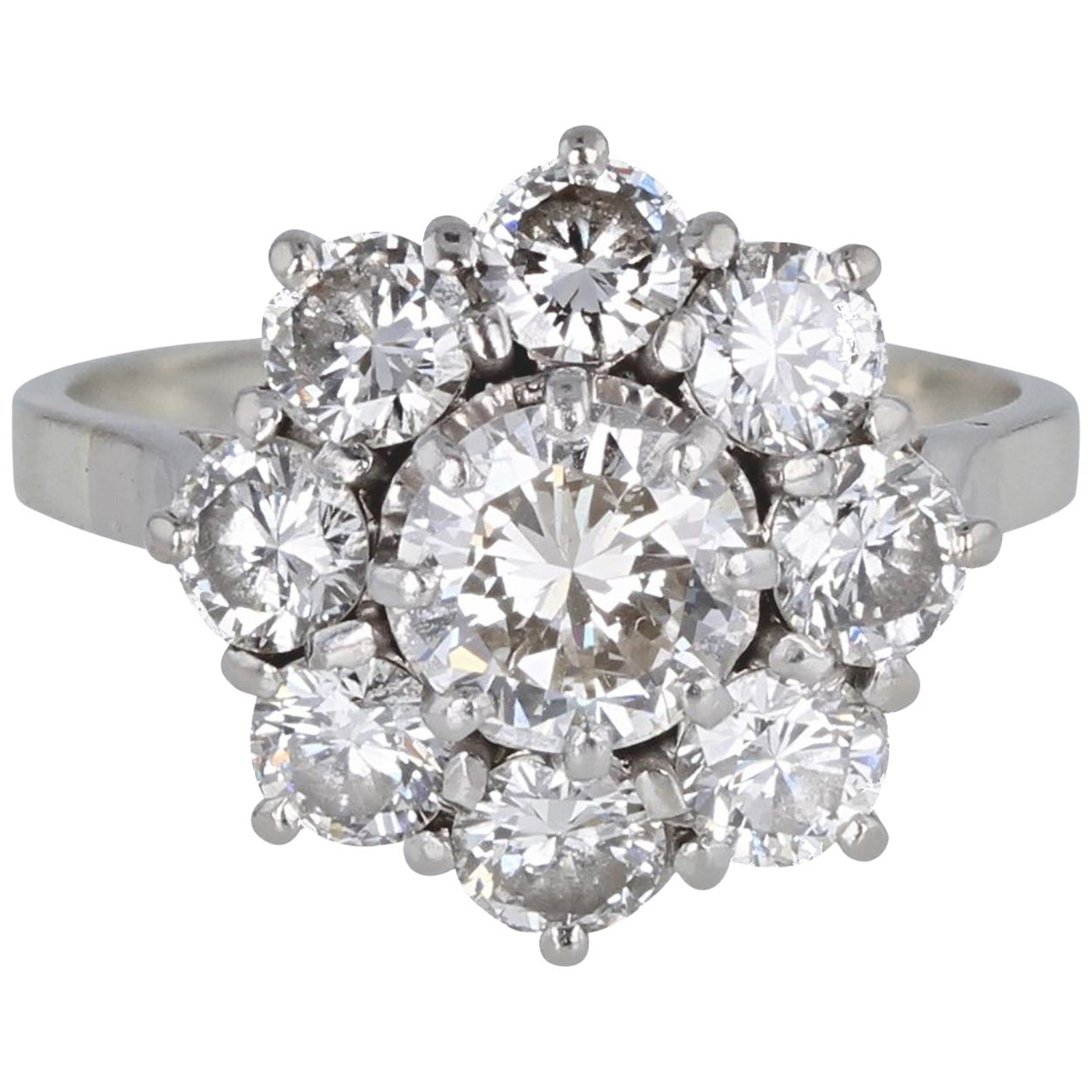 Cartier Diamond Platinum Cluster Ring at 1stDibs