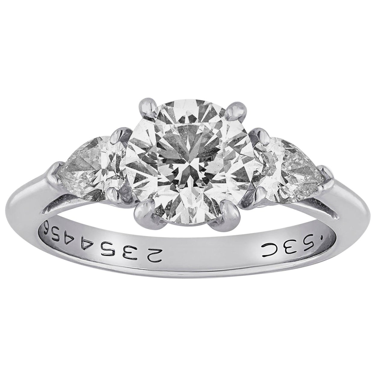 Tiffany and Co. Three-Stone Engagement Ring 2.10 Carat E/VS1 For Sale ...