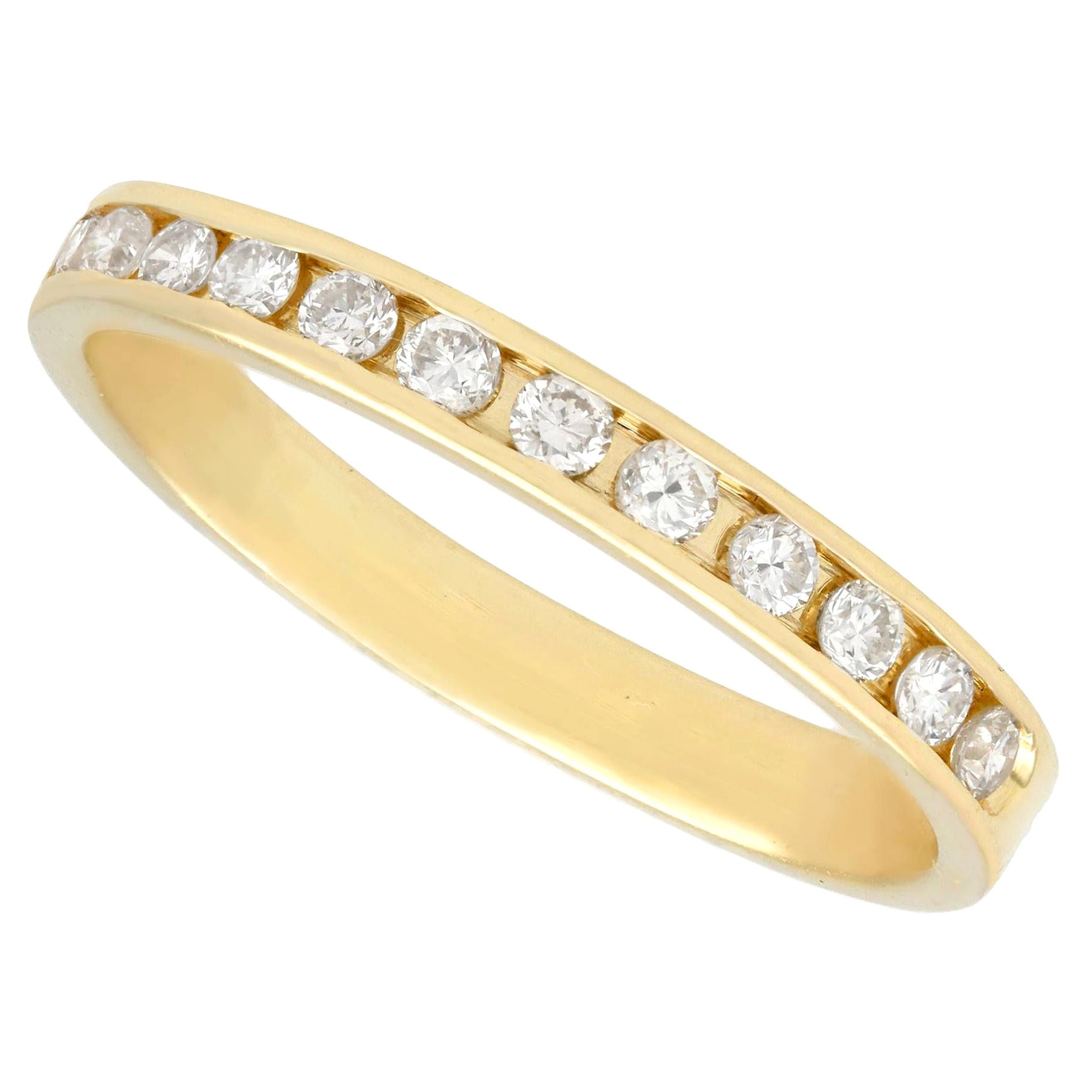 14 Karat Yellow Gold Gresha Signature Bark and Diamond Eternity Ring ...