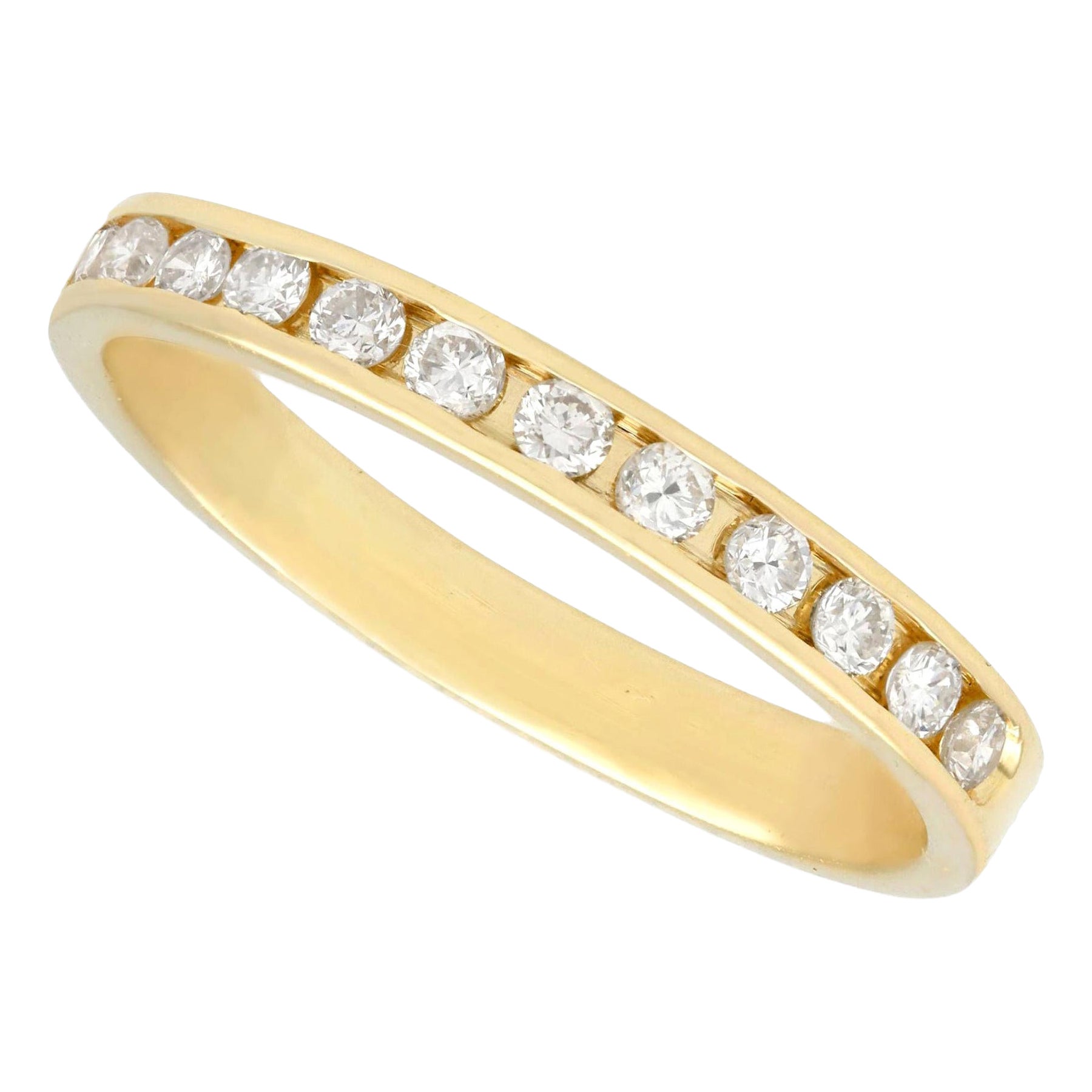 Diamond and Yellow Gold Half Eternity Engagement Ring For Sale at ...