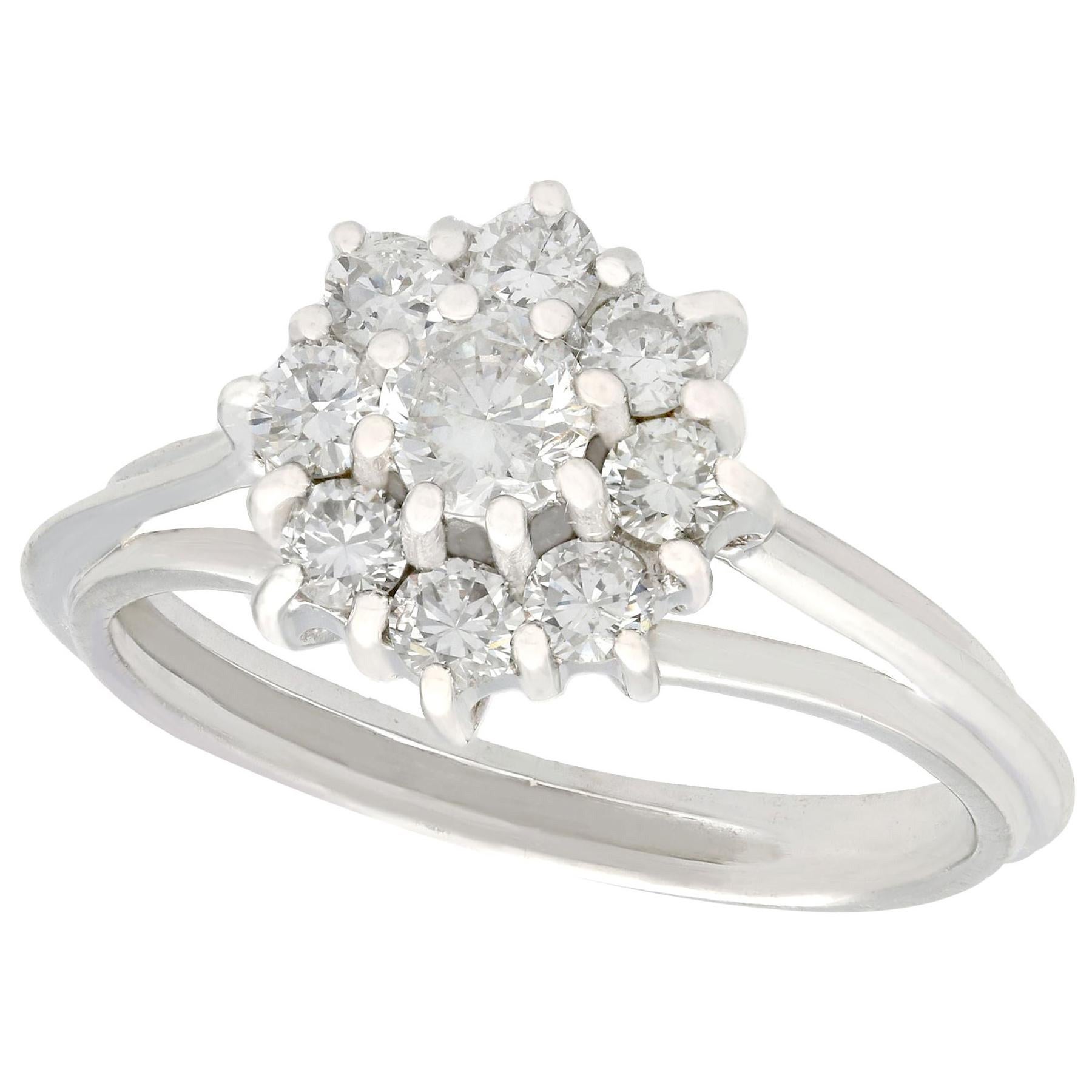 Diamond White Gold Raised Cluster Cocktail Ring c1960s at 1stDibs