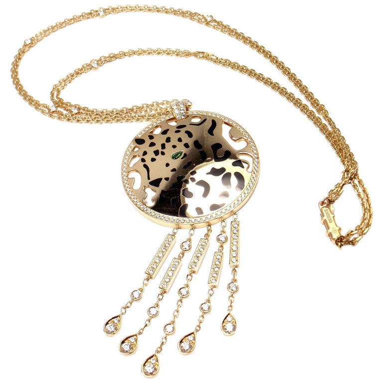 Cartier Collier panthère en or laqué tsavorite et diamants - En vente ...