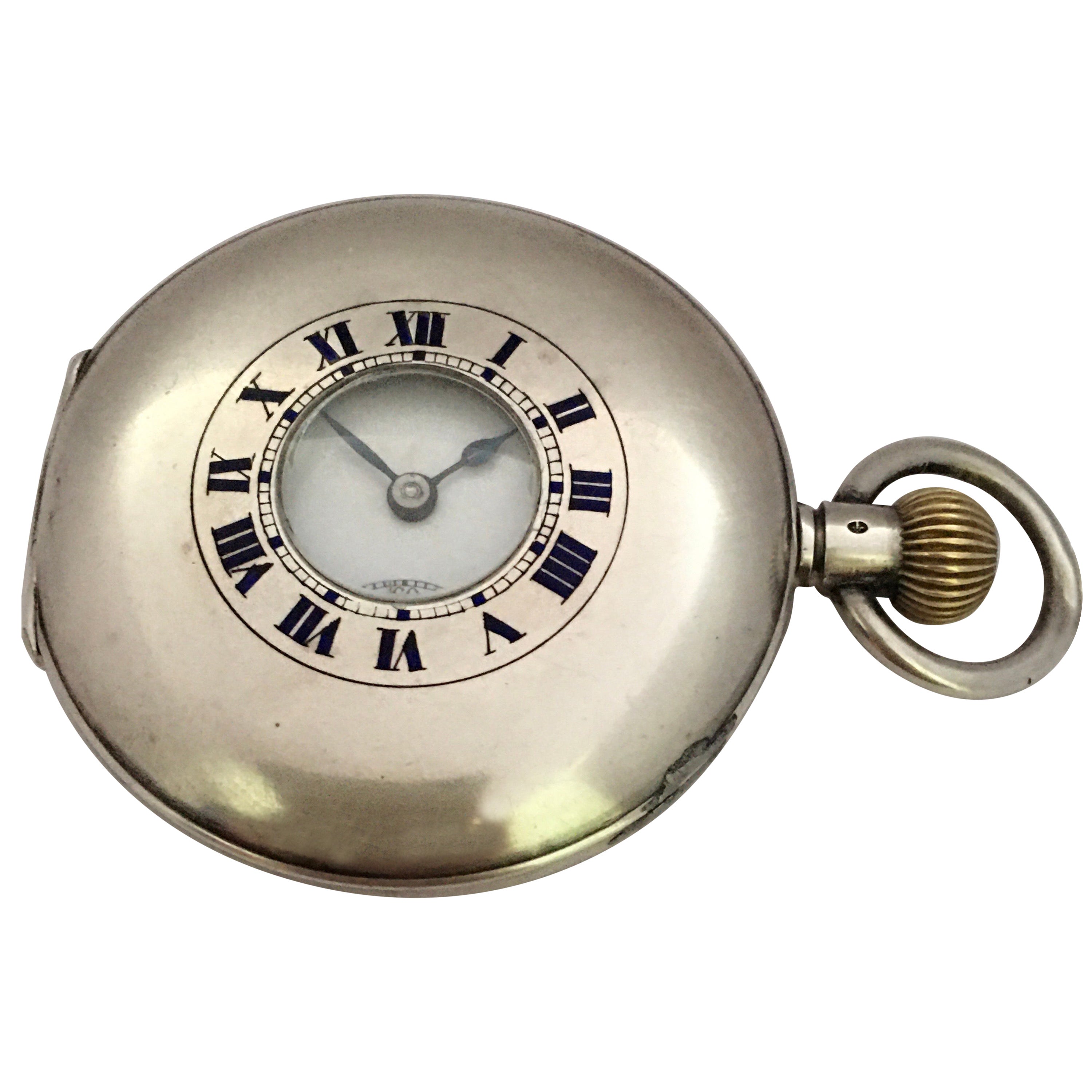 Antique Hand Winding Full Hunter Silver Pocket Watch For Sale at 1stDibs