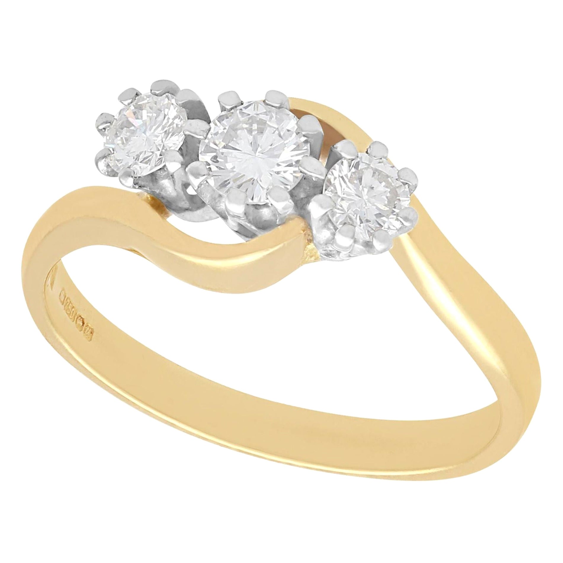 Diamond and Yellow Gold Trilogy Twist Ring For Sale at 1stDibs