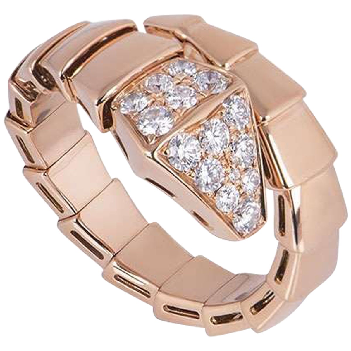 Bvlgari Serpenti 18 Karat Pink Gold Diamond Snake Bulgari Ring For Sale ...